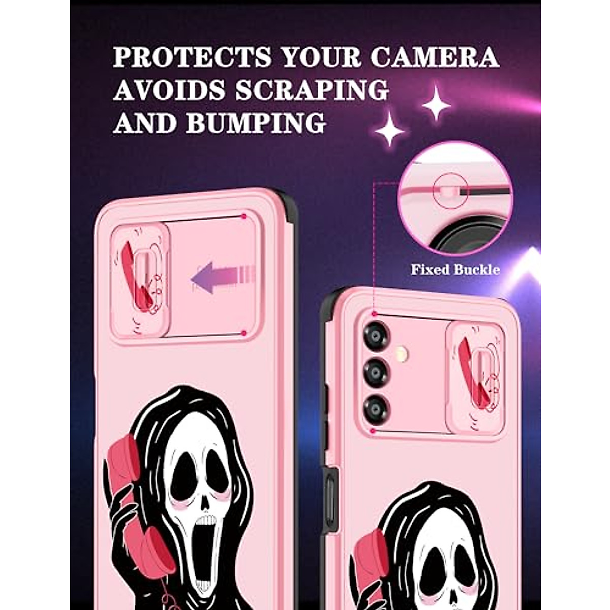 Goocrux for Samsung Galaxy A13 5G Case Skeleton for Women Girls Cute Skull Girly Phone Cover Gothic Design Aesthetic with Slide Camera Cover Funny Cool Cases for Galaxy A13 6.5''