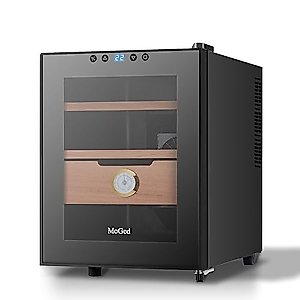 MoGed Mini Cooler 35L with Temperature and Humidity System, Made With Spanish Cedar, Full Glass Door, For Business &Gift