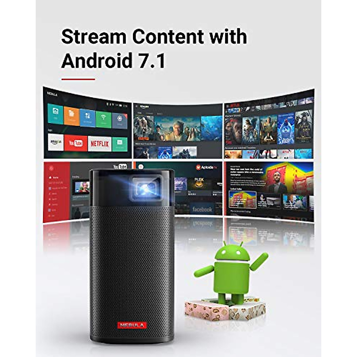 Anker NEBULA Apollo, Wi-Fi Mini Projector, 200 ANSI Lumen Portable Projector, 6W Speaker, Movie Projector, 100 Inch Picture, 4Hr Video Playtime, Neat Projector, Home Entertainment—Watch Anywhere