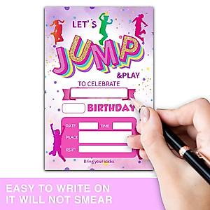 ONDTOM Jump Trampoline Birthday Party Invitations With Envelopes(4" x 6")- 20 Pack - Bounce House Party Invites-c56