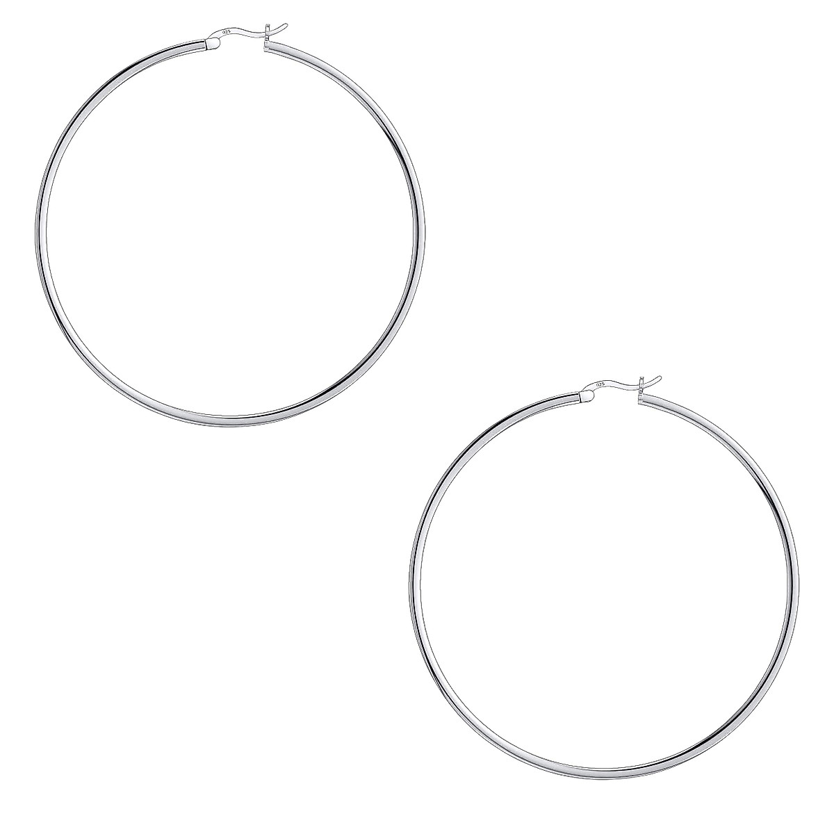 Savlano 925 Sterling silver Round Hoop Earrings for Women Comes in 30MM-65MM (65)