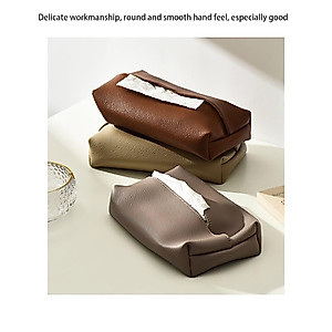 Stylish Tissue Box Pu Tissue Organizer Rectangle Napkin Dispenser and Stylish Home Napkin Holder for Vanity Bedroom Dressers Tables Gifts Modern Tissue Box (Color : Brown)