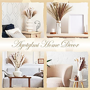 121pcs Dried Pampas Grass Decor, Boho Home Table Fall Decor Dried Flowers, White & Natural Pampas Grass, Reed Grass, Bunny Tails, 17 inch Pompass Grass for Wedding Home Decoration, Farmhouse Party