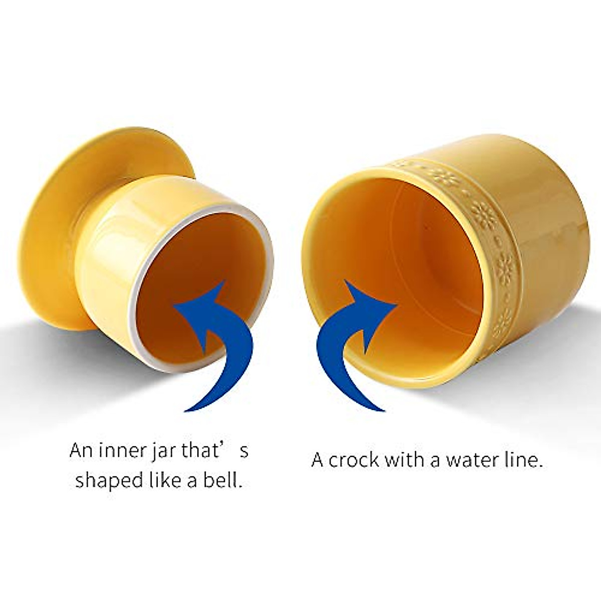 KOOV Ceramic Butter Crock, Butter Keeper for Counter, French Butter Dish Big Capacity (Yellow)