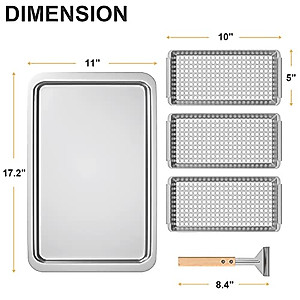 3 In 1 Vegetable Grill Baskets Set, Outdoor Stainless Steel Grilling Basket for Fish, Veggies & Meats, Fit for Traeger Pellets, Pit Boss, Weber Kettle, Kamado Joe Charcoal Grills, Dishwasher Safe