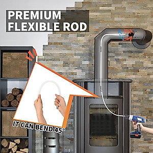 Sealegend 23FT Chimney Sweep Kit, Rotary Cleaning System and Chimney Brush with 15 Nylon Flexible Rods, Chimney Cleaning Kit Fireplace Brush Tool