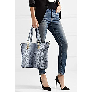 HOXIS Pack of 7 Bags Women Multi-purpose Classic Design Patent Purse Leather Leatherette Shoulder Handbag (Light Color Snake Pattern)