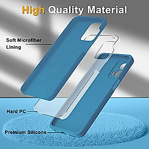 YENAPOON for Motorola Moto G 5G 2023 Case, Silicone Phone Case with 2 Screen Protector, Soft Anti-Scratch Microfiber Lining, Full Body Shockproof Slim Cover, Blue