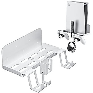 Allnice PS5 Wall Mount, 5 IN 1 Playstation 5 Wall Mount (Disc and Digital Edition) Wall Bracket for Playstation 5 with Detachable Controller Holder & Headphone Hanger & Remote Control Bracket