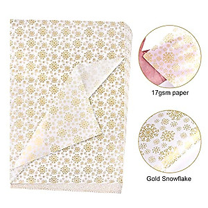 MIAHART 60 Gold Christmas Snowflake Tissue Paper Sheets 50x35cm Christmas Wrapping Paper for DIY and Craft Gift Bags Decorations(Gold)