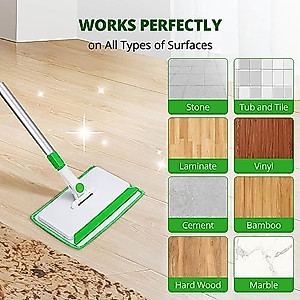 Zavrski Baseboard Cleaner Tool with 58" Long Handle Wall Cleaner Mop with Extendable Handle 4 Reusable Cleaning Pads Baseboard Duster for Washing Walls, Ceiling, Floor, Window