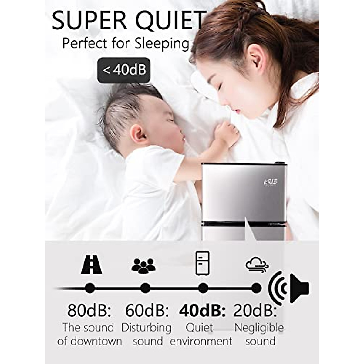 KRIB BLING Mini Fridge with Freezer on Top, 3.5 Cu.Ft Compact Refrigerator with 7 Levels Adjustable Thermostat, Small Fridge for Dorm, Office, RV Camping, Silver