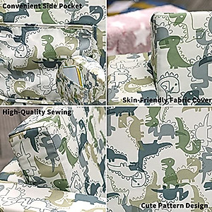 Truwelby Kids Sofa, Children's 2 in 1 Convertible Sofa to Lounger - Extra Soft Flip Open Chair & Sleeper, Cute Dinosaur Print Toddler Chair Kids Couch for Kids Girls Boys