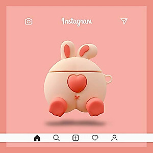 Cute Case for Airpods Pro , 3D Silicone Dinosaur Shark Dog Animal Cartoon Protective Charging Cover Skin Keychain Design for Kids Teens Girls Boys (Rabbit Case)
