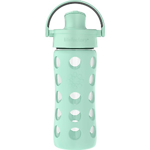 Lifefactory 16-Ounce Glass Water Bottle with Active Flip Cap and Protective Silicone Sleeve, Mint