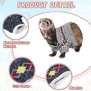 Mixweer 4 Pcs Ferret Clothes Hamster Sweater Guinea Pig Clothes Bunny Costume Knitted Sweatshirt for Warm Winter Christmas Vest Clothing Ferret Accessories Kit Small Animal Outfit (Rhombus Style)