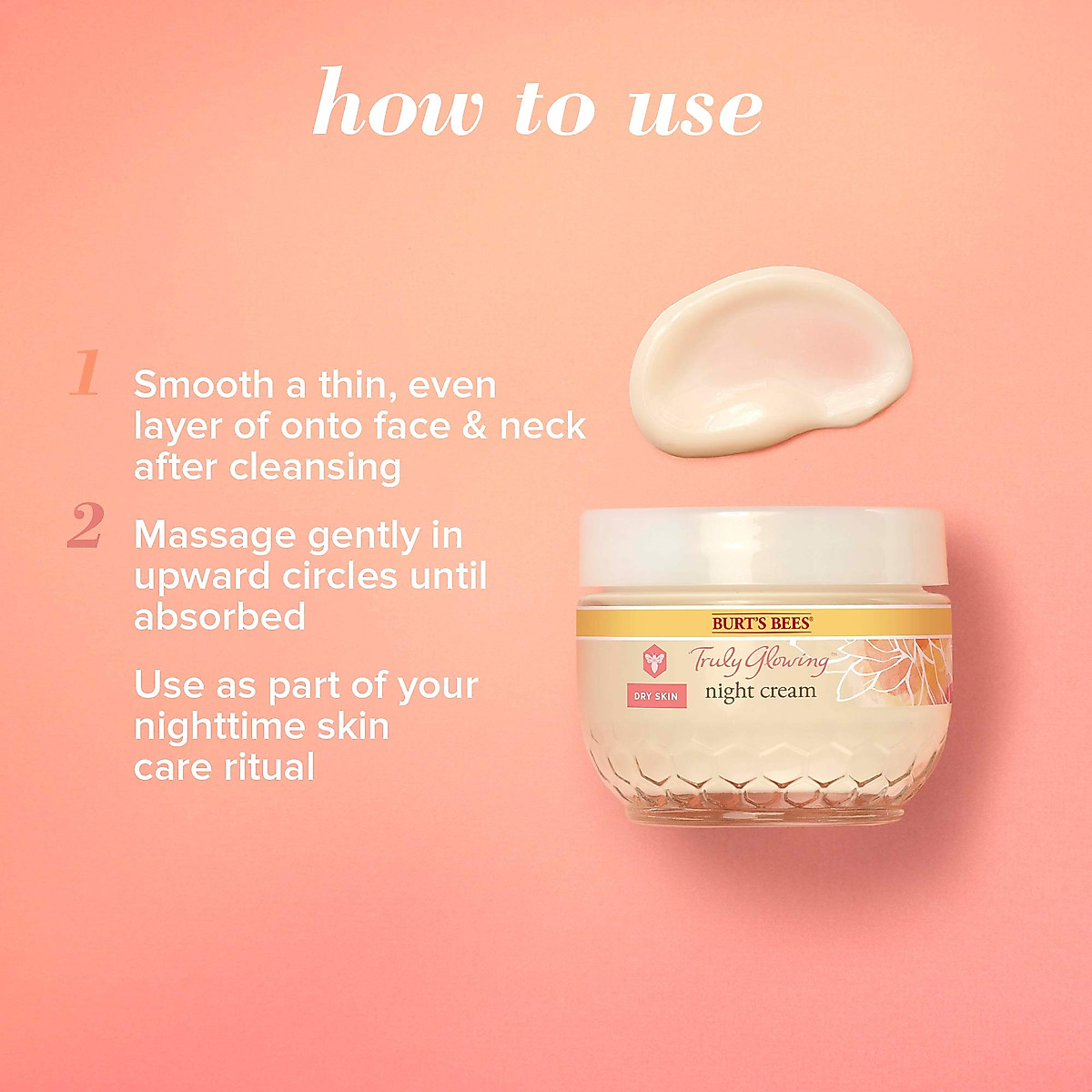 Burts Bees Truly Glowing Night Cream - Dry Skin Unisex 1.8 oz, White
