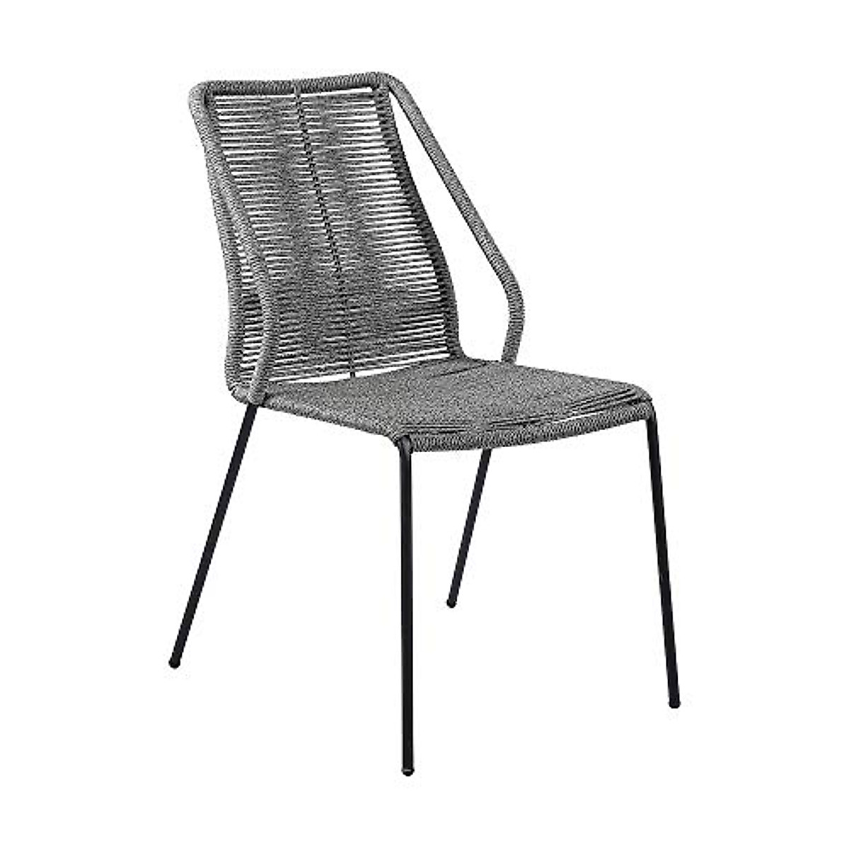 ARMEN LIVING LCCPSIGRY Clip Indoor Outdoor Stackable Steel Dining Chair with Grey Rope-Set of 2, Gray
