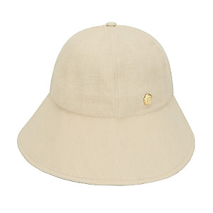 WHITE SANDS MOJA Linen Victorian Bonnet Hat Sun Cap, Foldable Summer Visor | New Katy | Beige