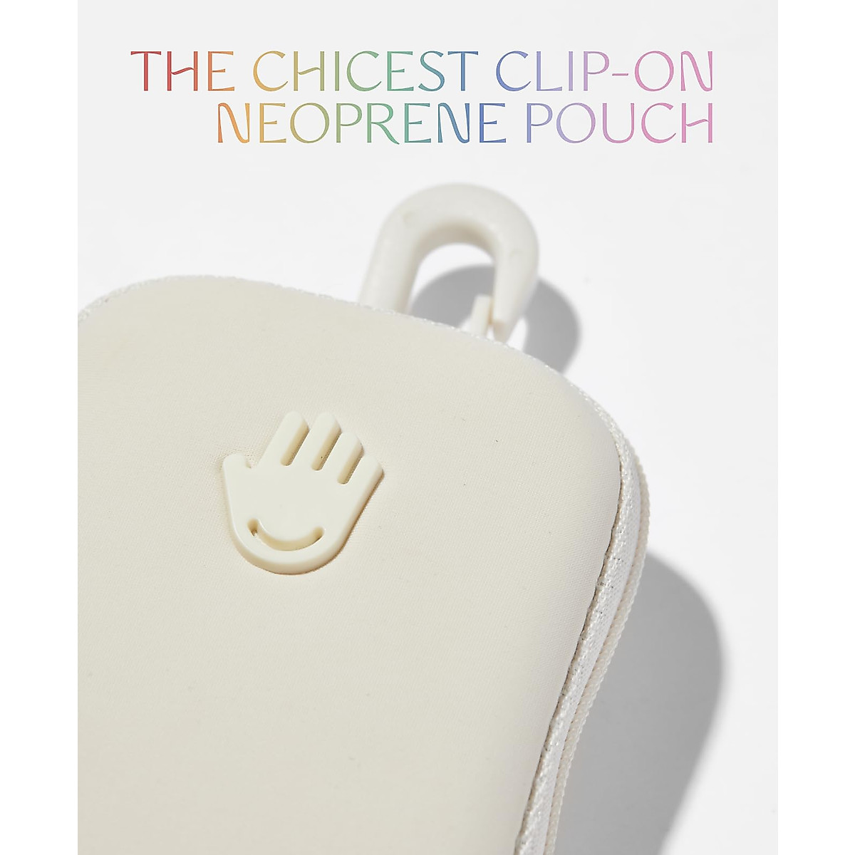 Touchland Touchette Zippered Pouch, Attachable Fashion Accessory with Snap Hook for Power Mist and Glow Mist 1FL OZ, Ivory