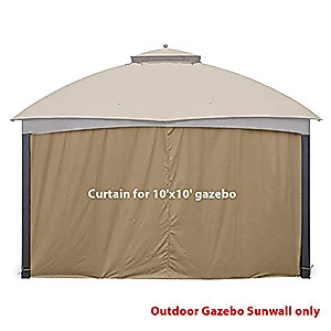CoastShade Gazebo Replacement Curtain for 8x8 or 10x10 or 10x12 Outdoor Gazebo,6.7FT Height,Only 1 Panel Sidewall,Autumn Gazebo Sidewall,Khaki