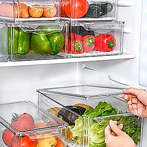 MDHAND Fridge Organizer - Refrigerator Organizer Bins, 10pcs Fridge Organizer and Storage Clear, Stackable Fridge Organizer Bins with Lid BPA Free Egg Organizer for Refrigerator
