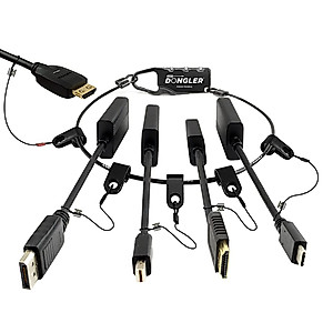 The Dongler Loaded - ProAV 4K HDMI Dongle Adapter Ring - Supports up to 32Gbps Input, 4K with HDR - Includes Combination Lock with (4) Pigtail Dongle Adapters