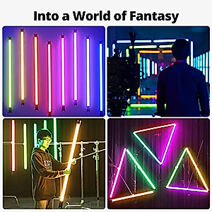 Godox TL120 Full-Color RGB Tube Light, CRI 96 TLCI 98, Color Temper 2700K~6500K, 0-100% Dimmable, 39 FX Effects, 2600mAh Built-in Lithium Battery, Smartphone APP, DMX Control (1PCS)