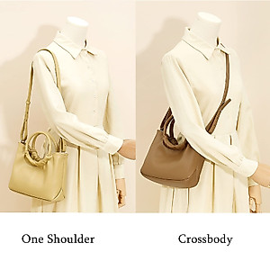 NVKIC Small Crossbody Bags for Women Soft PU Leather Cute Totes Trendy Retro Removable Strap Shoulder Handbag Mini Bucket Purse Beige Color