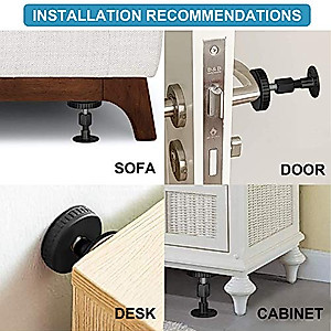 Krisler Adjustable Threaded Bed Frame Anti-Shake Tool, Headboard Stoppers, Bedside Anti Shake Tool for Beds Cabinets Sofas, 4PCs, 30-68mm (Black)