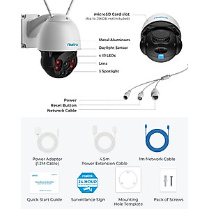 REOLINK RLC-523WA - PTZ Cameras Outdoor for Home Security, 5MP Wired WiFi Security Camera, 1920p, Auto Tracking, 5X Optical Zoom, AI Motion Detection, 2.4/5Ghz WiFi, Spotlights Color Night Vision