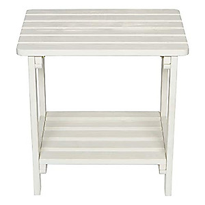 Shine Company Providence Rectangular Solid Wood Side Table, Outdoor Adirondack Patio Table, Eggshell White