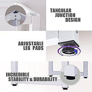 NSdirect Modern Computer Desk 63 Inch Large Office Desk, Writing Study Table for Home Office Desk Workstation Wide Metal Sturdy Frame Thicker Steel Legs, White