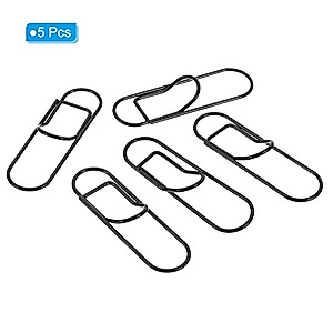 PATIKIL 2" Metal Pen Clip, 5 Pack Pen Holder Clip Pencil Clip Pen Clip Holder Pen Holder for Notebook Clipboard Book Journal, Black