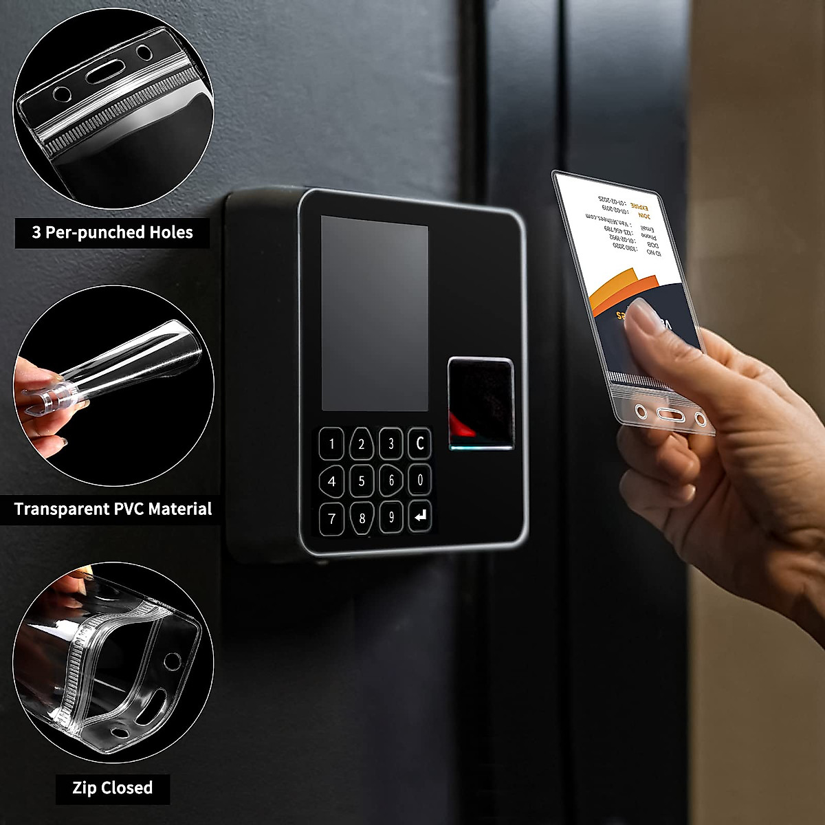 6 Pack Badge Holder, Plastic ID Badge Holder, Clear Waterproof ID Card Holder with Resealable Zip, 2.5" x 3.8" Vertical Name Tag Holder for Nurses and Office, Fits ID Card/Credit Card/Student Card