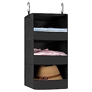 DonYeco 3-Shelf Hanging Closet Organizers and Storage, Collapsible Closet Storage Organizer, for RV Wardrobe Camp, Hanging Organizer for Shoes Toys Baby Clothes