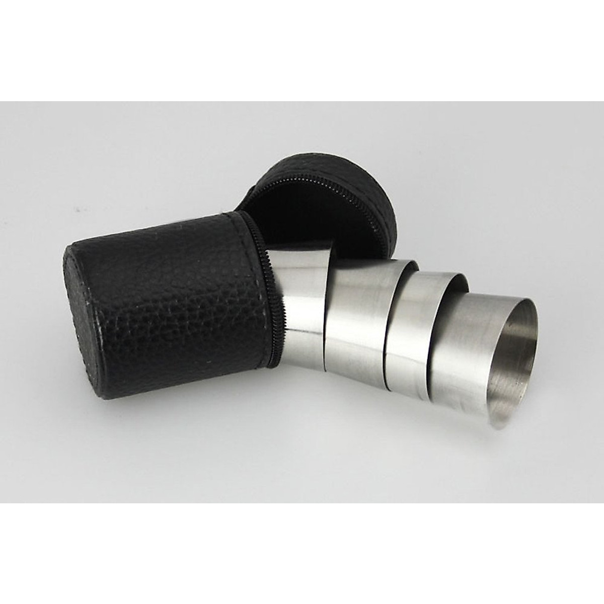 Yueton® Set of 4 Stainless Steel Shot Cups Drinking Vessel with Black Leather Carrying Case (30ml)