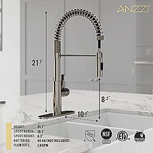 ANZZI 21.7 in. Ola Series 1.8 GPM Single Handle Pull Down Sprayer and Touchless Kitchen Faucet in Brushed Nickel Finish | KF-AZ303BN