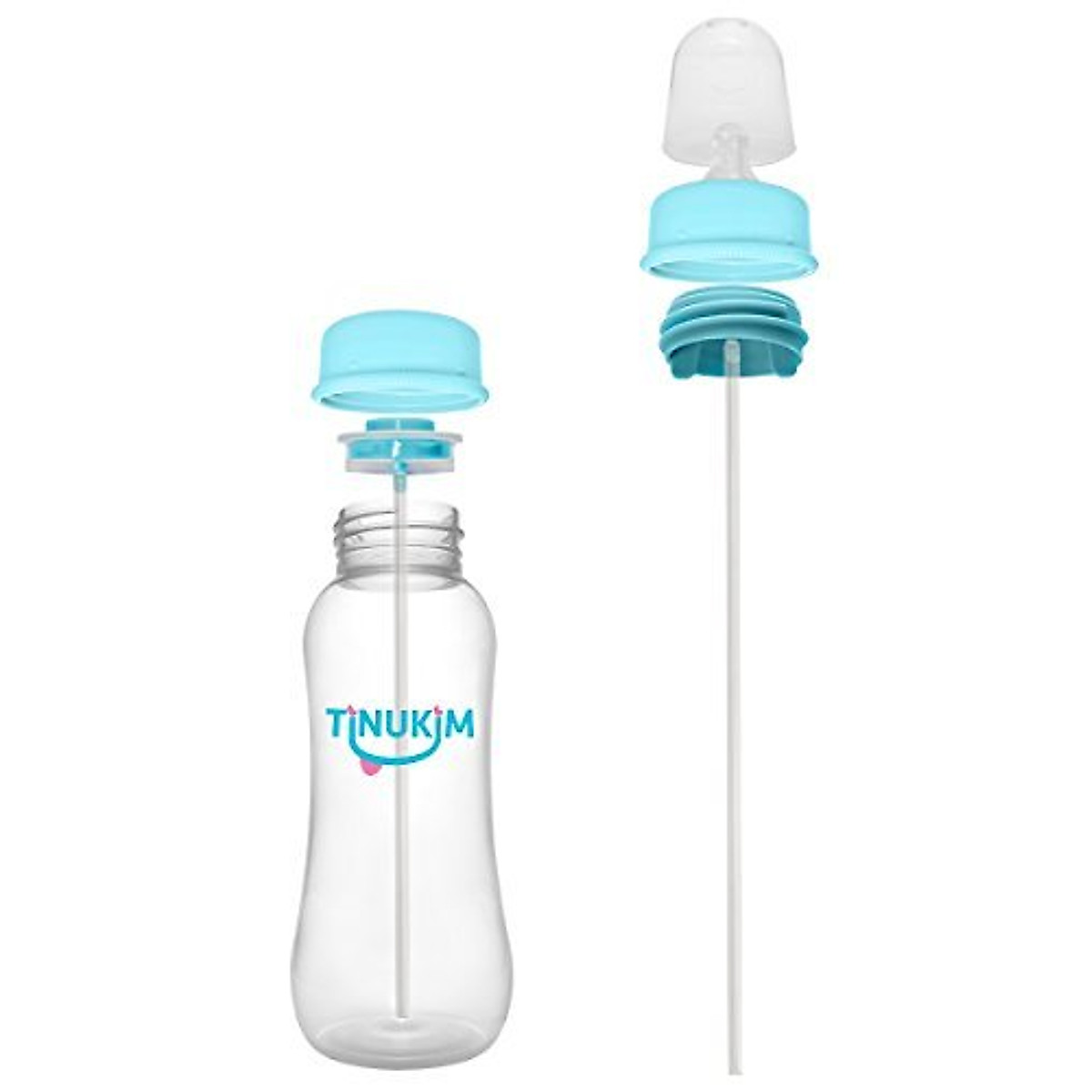 Tinukim iFeed 9 Ounce Self Feeding Baby Bottle with Tube - Handless Anti-Colic Nursing System, Blue - 2-Pack