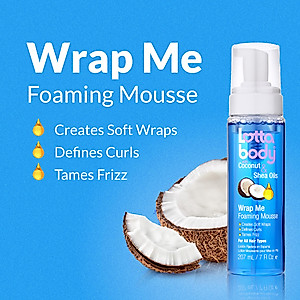 Lottabody Coconut Oil and Shea Wrap Me Foaming Curl Mousse , Creates Soft Wraps, Hair Mousse for Curly Hair, Defines Curls, Anti Frizz, 7 Fl Oz