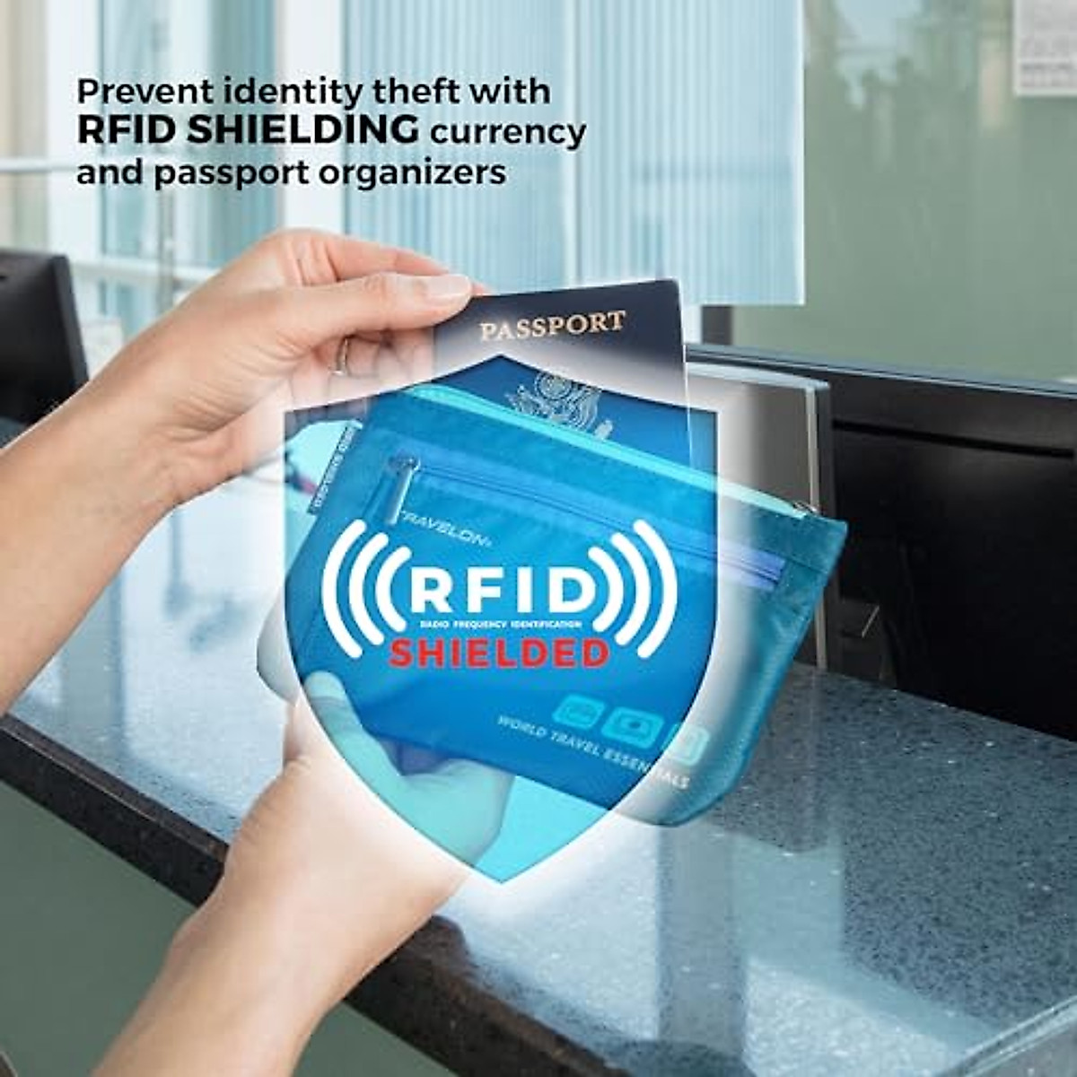 Travelon Travelon World Travel Essentials Set Of 2 Currency and Passport Organizers Travel Tote, Peacock Teal