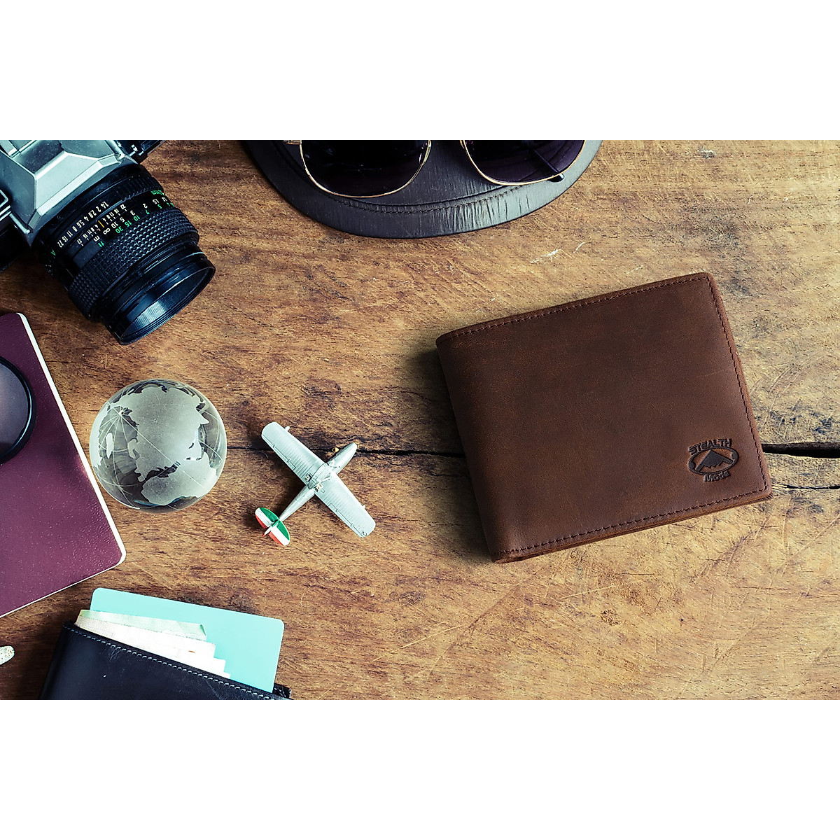 Stealth Mode Leather Bifold Wallet for Men With ID Window and RFID Blocking