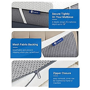 Avenco California King Size Memory Foam Bed Mattress 3 Inch, Gel-Infused Cal King Cooling Pad with Removable Cover, CertiPUR-US Certified, White (T4FM05)