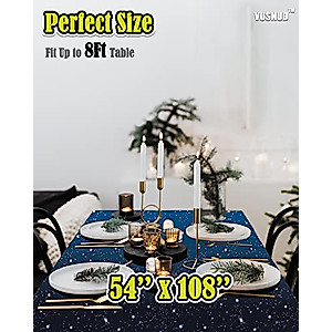 Vusnud 3 Packs - Space Tablecloth, Galaxy Themed Plastic Table Cover, Disposable Plastic Star Party Table Cover, 54’’ x 108’’, Fit for 8 Ft Table, for Birthday Home Decoration