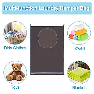 QUMENEY 2 Pack Door Hanging Laundry Hamper, XL Hanging Laundry Bag with 4 Hooks Over Door Laundry Hampers for Dirty Clothes, Large Laundry Organizer Bag for Bedrooms Dorms Closets（31"X 20",Grey)