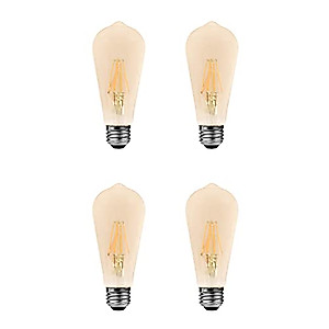 Sylvania LED Vintage Filament ST19 Light Bulb, 40W = 4.5W, 380 Lumens, Dimmable, Amber Glow - 4 Pack (40328)