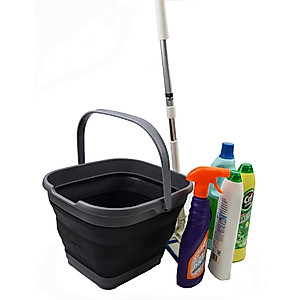 SAMMART 10L (2.6 Gallon) Collapsible Rectangular Handy Basket/Bucket (Grey/Black (Set of 2))