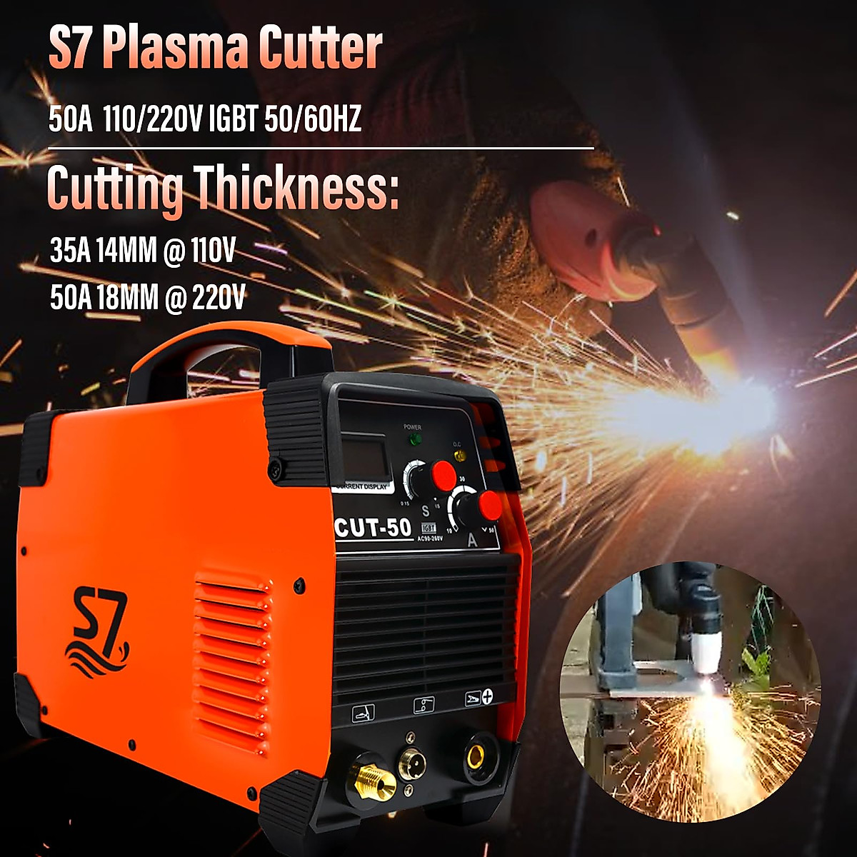 Plasma Cutter, Max Cutting Thickness 20MM, 50A Inverter DC Inverter 110/220V Dual Voltage Cutting Machine with Free Accessories Easy Cutter Welder