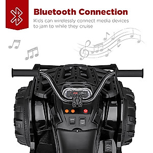 Best Choice Products 12V Kids Ride-On Electric ATV, 4-Wheeler Quad Car Toy w/Bluetooth Audio, 3.7mph Max Speed, Treaded Tires, LED Headlights, Radio - Black