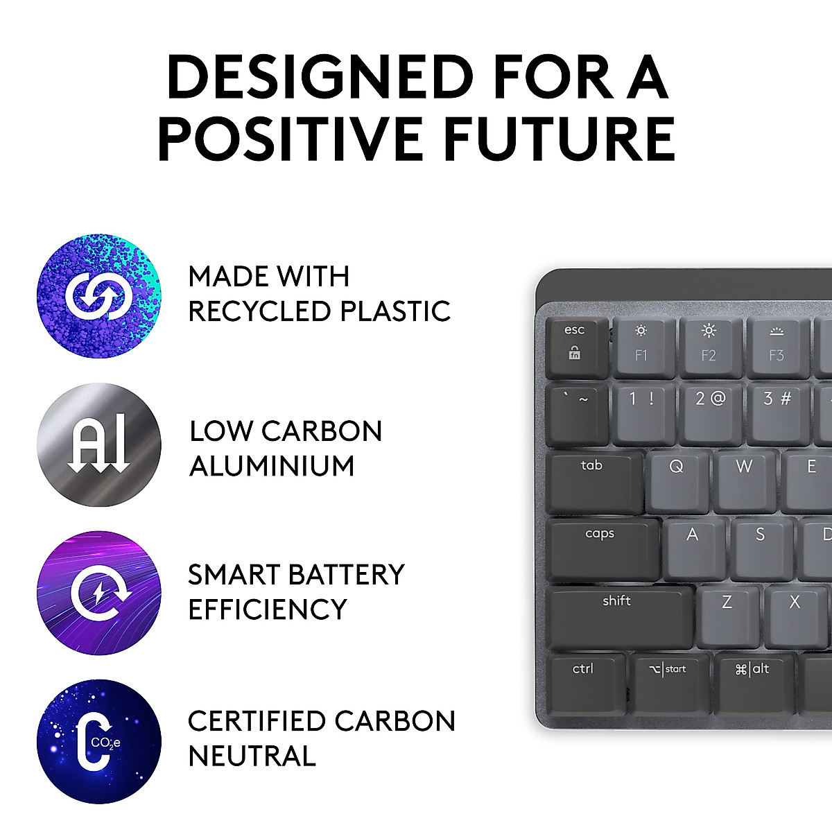 Logitech MX Mechanical Wireless Illuminated Performance Keyboard, Linear Switches, Backlit Keys, Bluetooth, USB-C, macOS, Windows, Linux, iOS, Android - With Free Adobe Creative Cloud Subscription